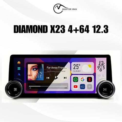 مانیتور پژو پارس برند دایموند 4+64 اپل کارپلی 12.3 اینچ مدل X23 همراه ...